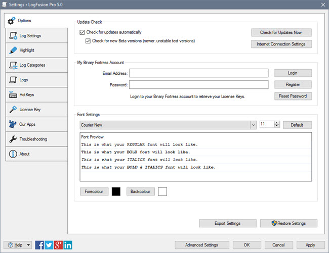 Screenshots • LogFusion • Binary Fortress Software