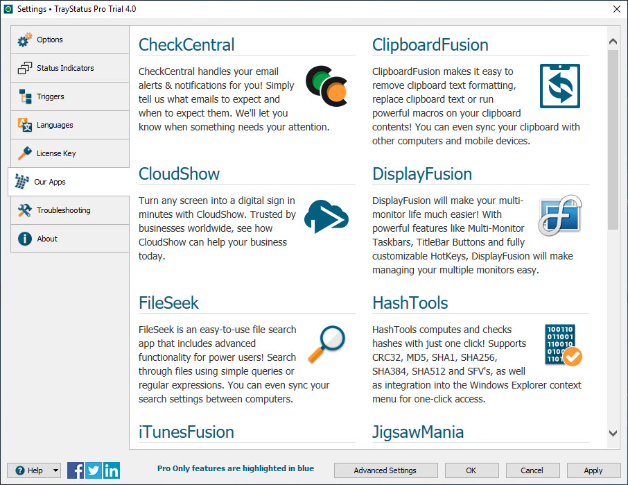 Help • TrayStatus by Binary Fortress Software